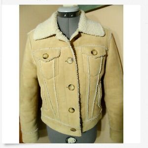 GAP | Jackets & Coats | Gap Suede Fleece Bomber Jacket Xs Beige Warm ...